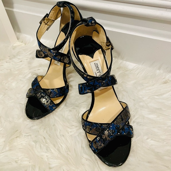 Jimmy Choo | Shoes | Jimmy Choo Blueblack Laces Pattern Heels | Poshmark